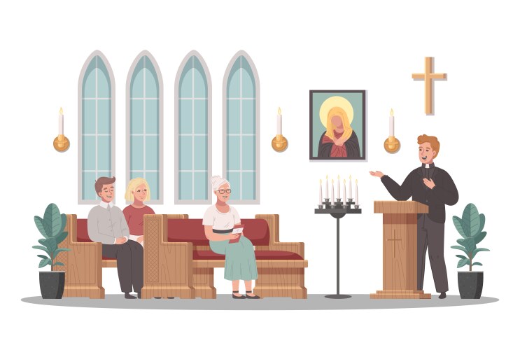 Christian church cartoon Royalty Free Vector Image