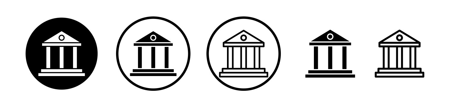 Courthouse icon set on white background Royalty Free Vector