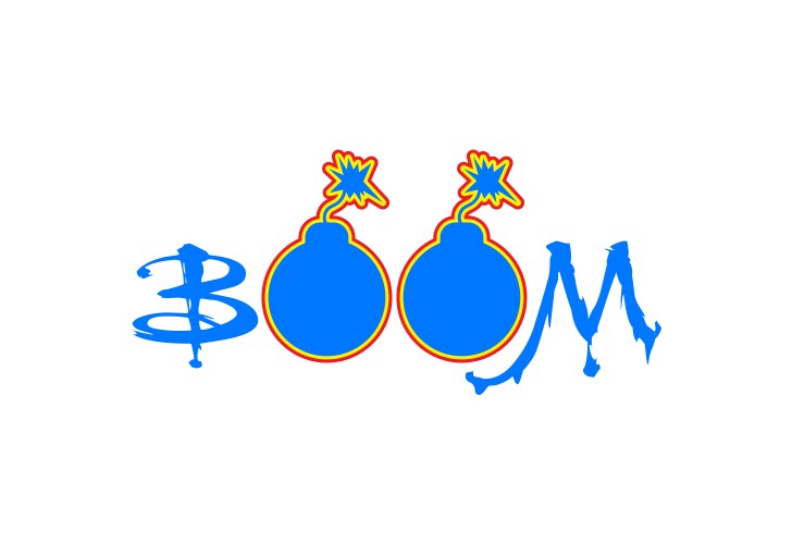 Letter boom text logo design concept Royalty Free Vector