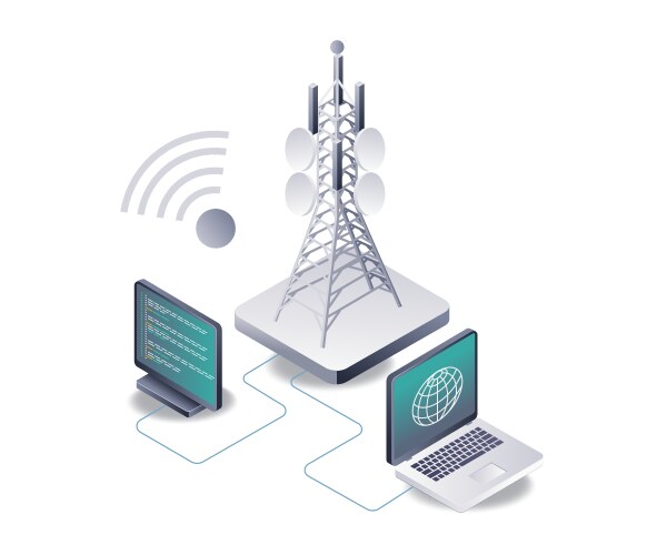 Network integration of computer towers Royalty Free Vector