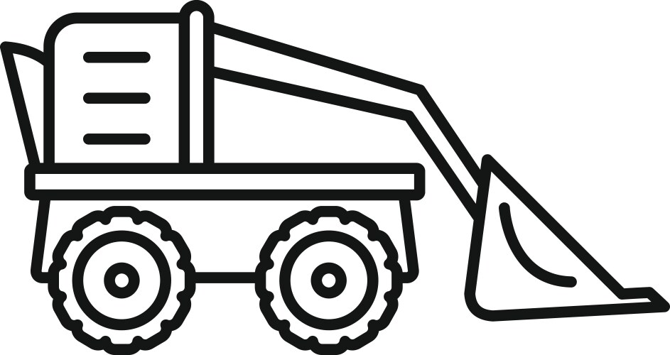 Black And White Backhoe Clipart
