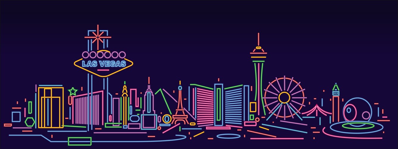Las Vegas Neon Skyline Royalty Free Vector Image