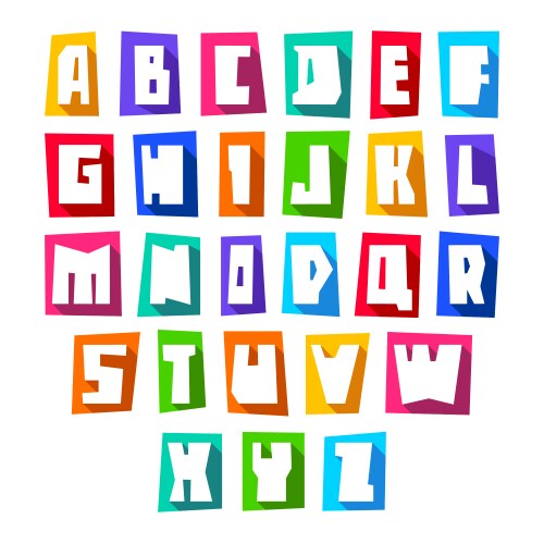 Font paper cut upper case pastel colors Royalty Free Vector