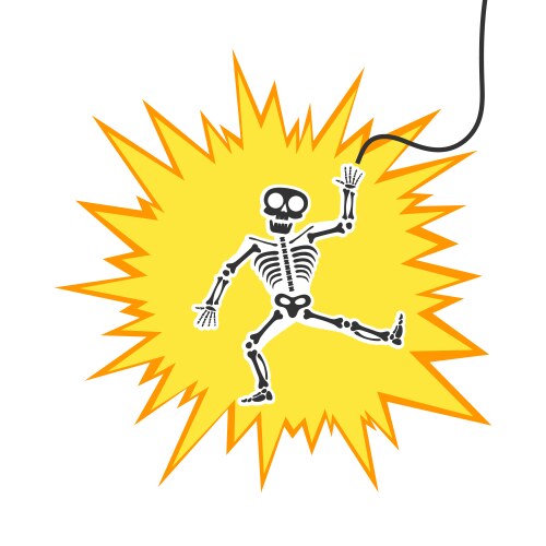 Skeleton electric shock by high voltage Royalty Free Vector