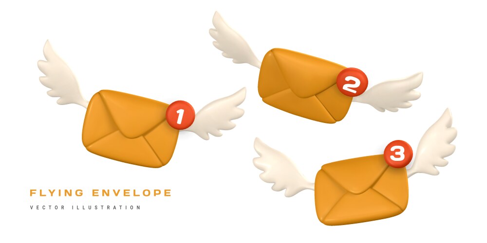 3d realistic flying mail envelope with wings Vector Image