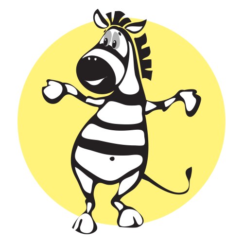 Zebra cheerful dancing cartoon character Vector Image
