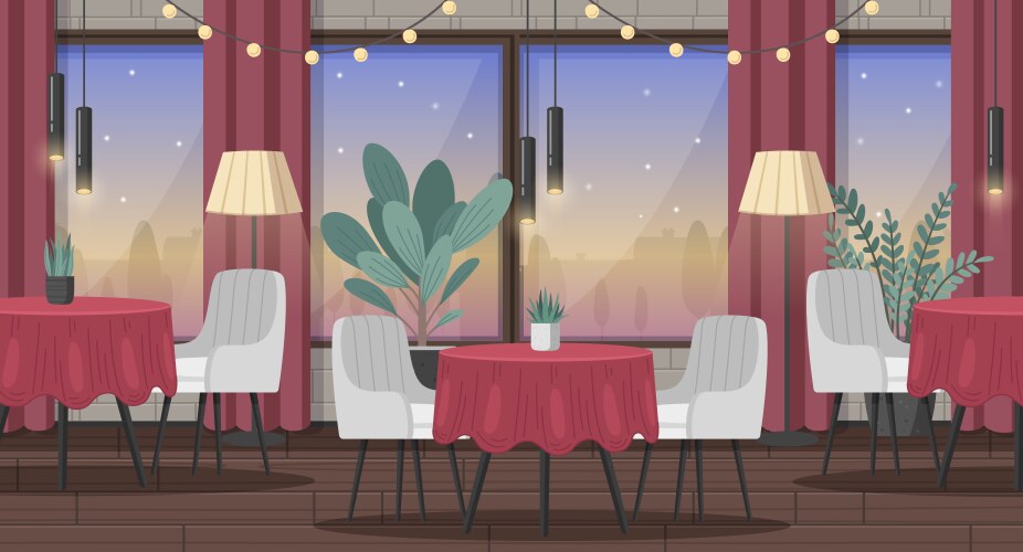 Restaurant interior cartoon Royalty Free Vector Image