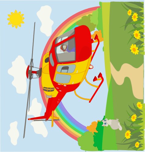 Red yellow helicopter on a transparent background Vector Image