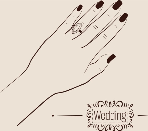 Man hand wearing a wedding ring drawing Royalty Free Vector