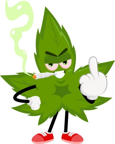 Outlined angry marijuana leaf cartoon character Vector Image