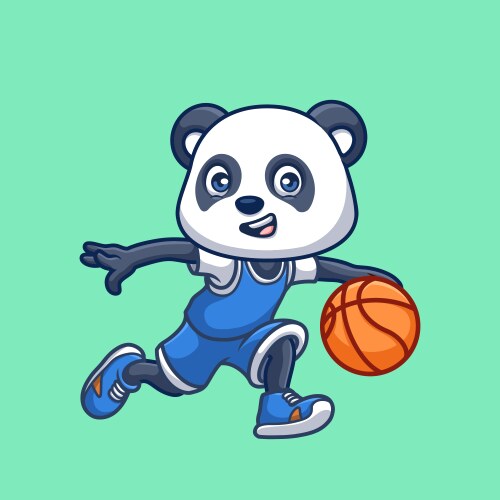 Basketball panda cute cartoon Royalty Free Vector Image