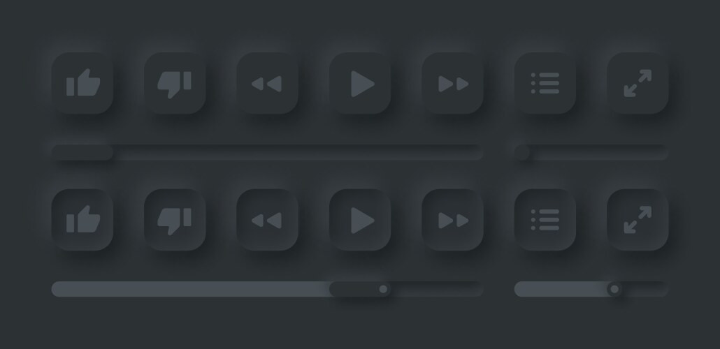 Newmorphic ui button dark set Royalty Free Vector Image