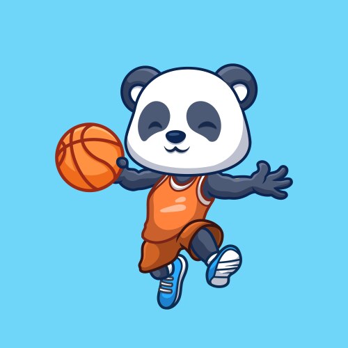 Basketball panda cute cartoon Royalty Free Vector Image