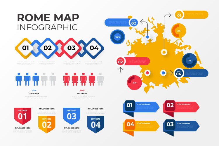 Rome map infographics flat design Royalty Free Vector Image