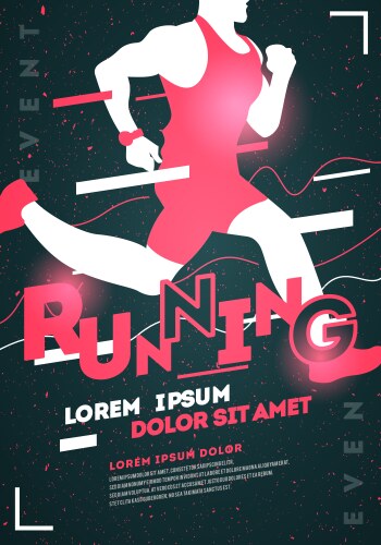 Typographic running poster with runners Royalty Free Vector