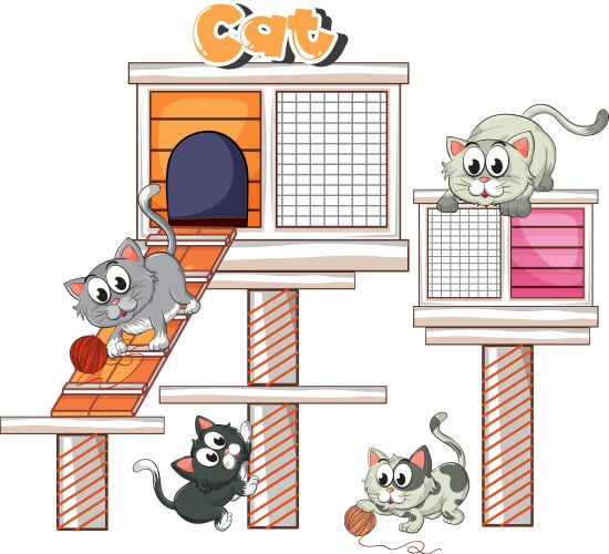 Four frames with cute kittens Royalty Free Vector Image