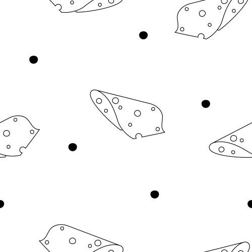 Slices cheese seamless pattern coloring page Vector Image