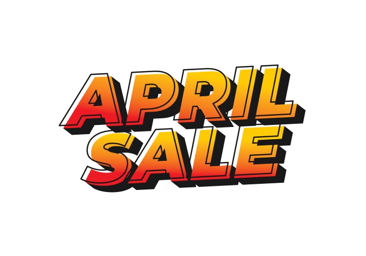 April sale text effect in 3 dimension style Vector Image