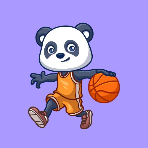 Basketball panda cute cartoon Royalty Free Vector Image