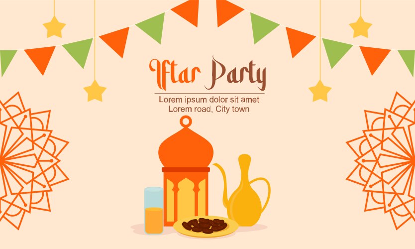 Iftar party celebration concept flyer Royalty Free Vector