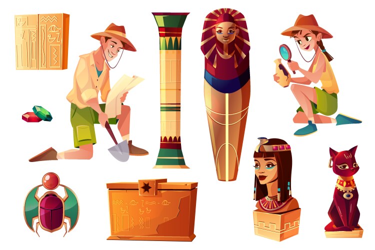 Ancient egypt cartoon set Royalty Free Vector Image