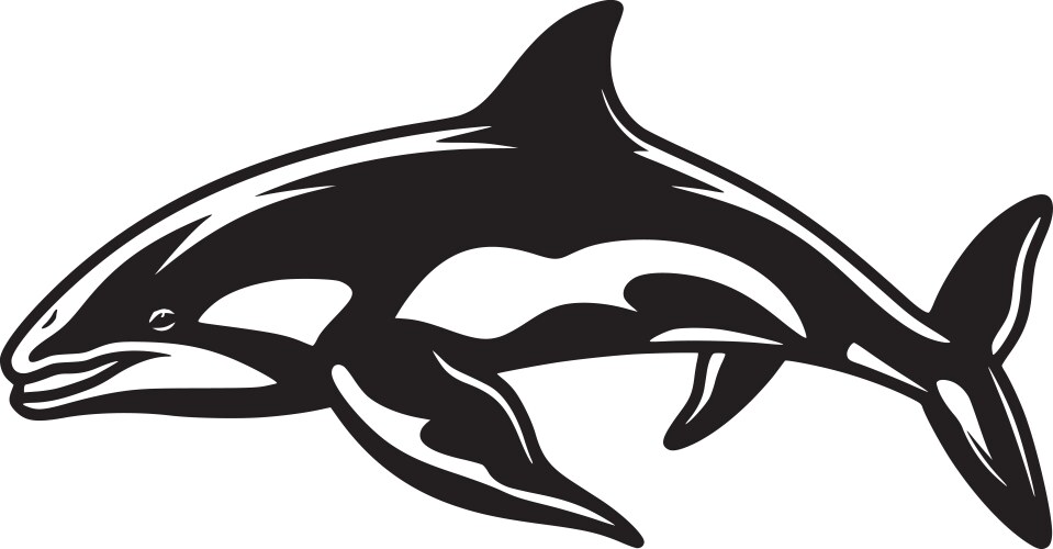 Orca love black and white cartoon symbol Vector Image