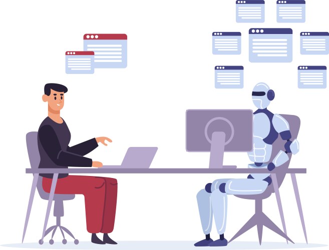 Robots at work bots for translation package Vector Image