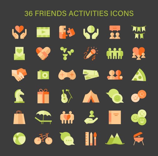 Friends activities set bonding moments and shared Vector Image