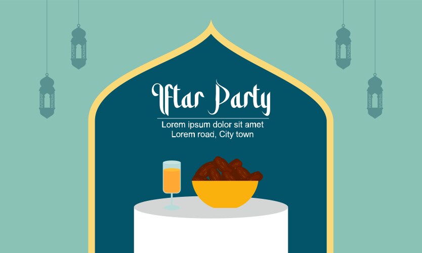 Iftar party celebration concept flyer Royalty Free Vector