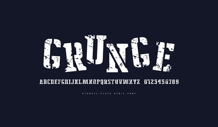 Stencil rounded font long alphabet Royalty Free Vector Image