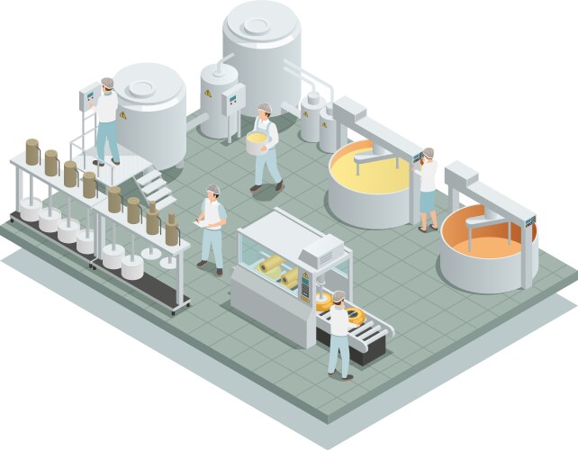 Cheese production isometric infographics Vector Image