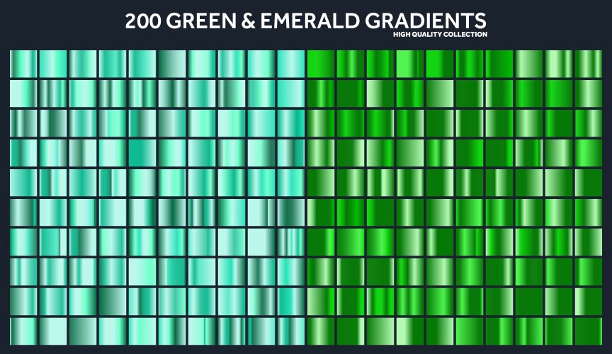 Gradient swatches set green emerald Royalty Free Vector