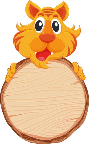 Blank sign template with cute cat on white Vector Image