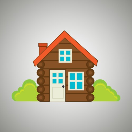 Rainy meadow log cabin Royalty Free Vector Image