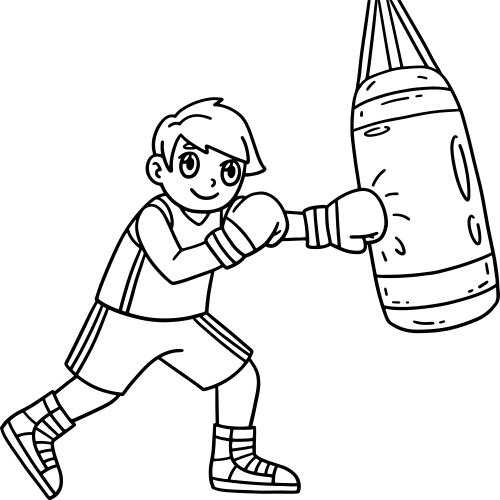 Boxing boxer punching isolated coloring page Vector Image