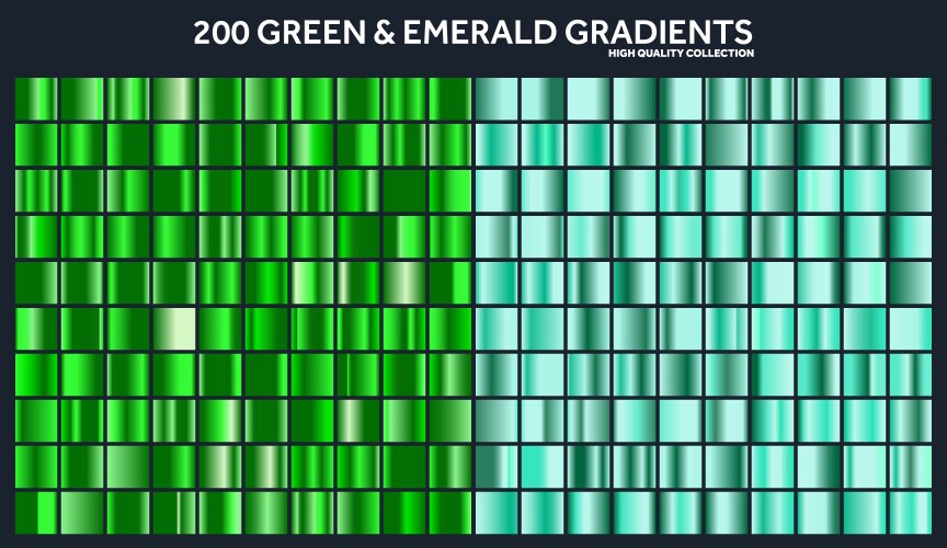 Gradient swatches set green emerald Royalty Free Vector