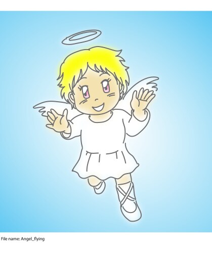 Graphic detailed hearts angel flying drawing Vector Image