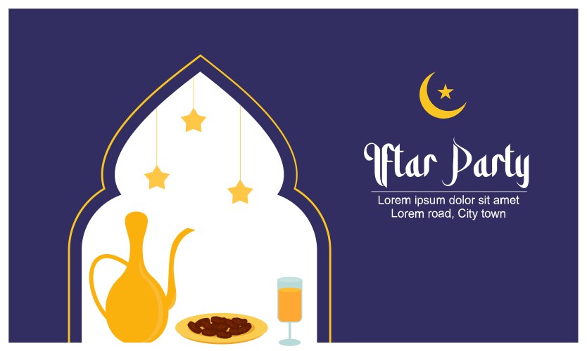 Iftar party celebration concept flyer Royalty Free Vector