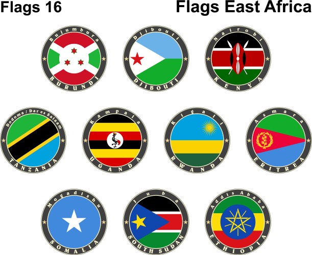 East african community flag Royalty Free Vector Image