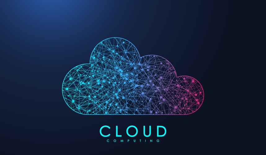 Cloud technology polygonal wireframe art looks Vector Image