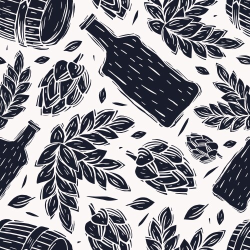 Craft beer brewery seamless pattern Royalty Free Vector