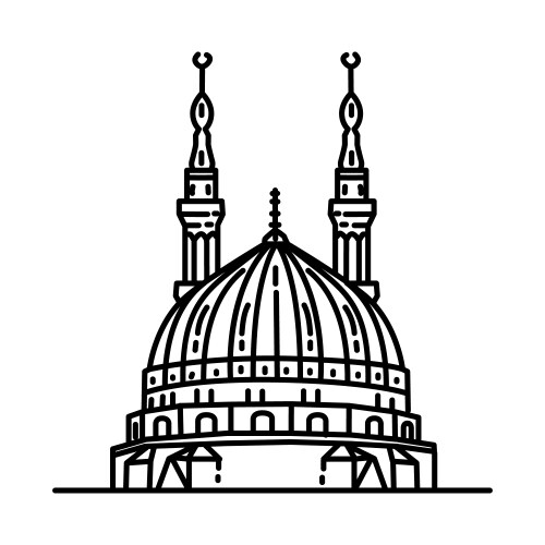 Nabawi mosque line art design Royalty Free Vector Image