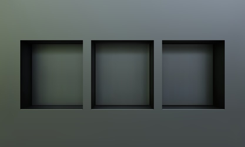 Grey wall 3d niches box shelf and gallery display Vector Image