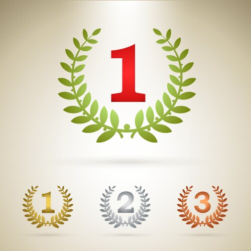 First place badges and ribbons Royalty Free Vector Image