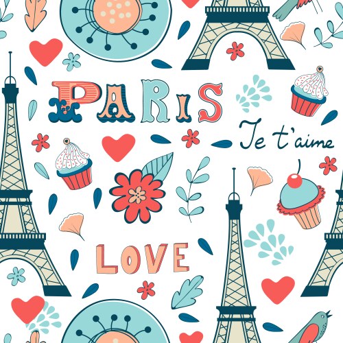 Eiffel tower seamless pattern french Royalty Free Vector