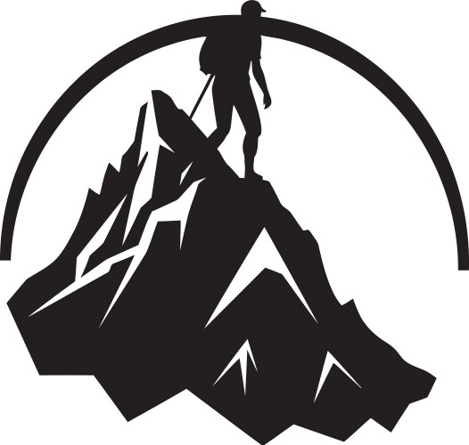 Scaling success mountain climber black logo Vector Image