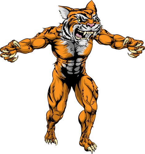 Tiger sports mascot running Royalty Free Vector Image