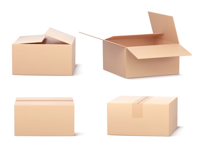 Three empty boxes with arrows 3d Royalty Free Vector Image