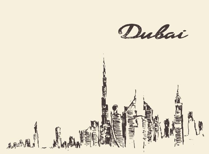 Hand drawing sketch mosque in dubai united Vector Image