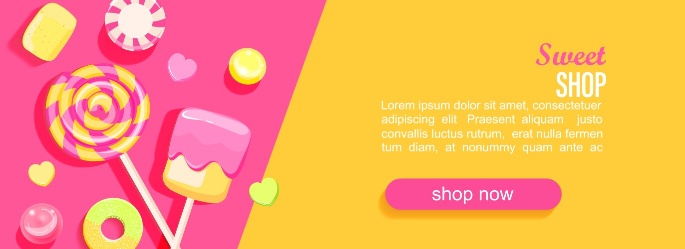 Love sweet shop logo with many sweets Royalty Free Vector